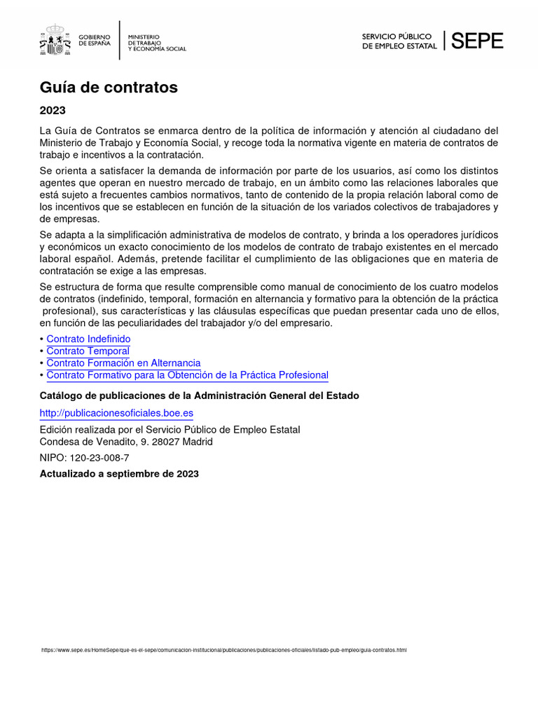 Guía de Contratos Laborales 2023 | PDF