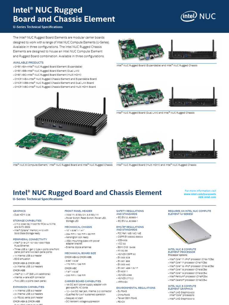 Intel Nuc Rugged Board Element Tech Spec | PDF | Computer Architecture | Intel