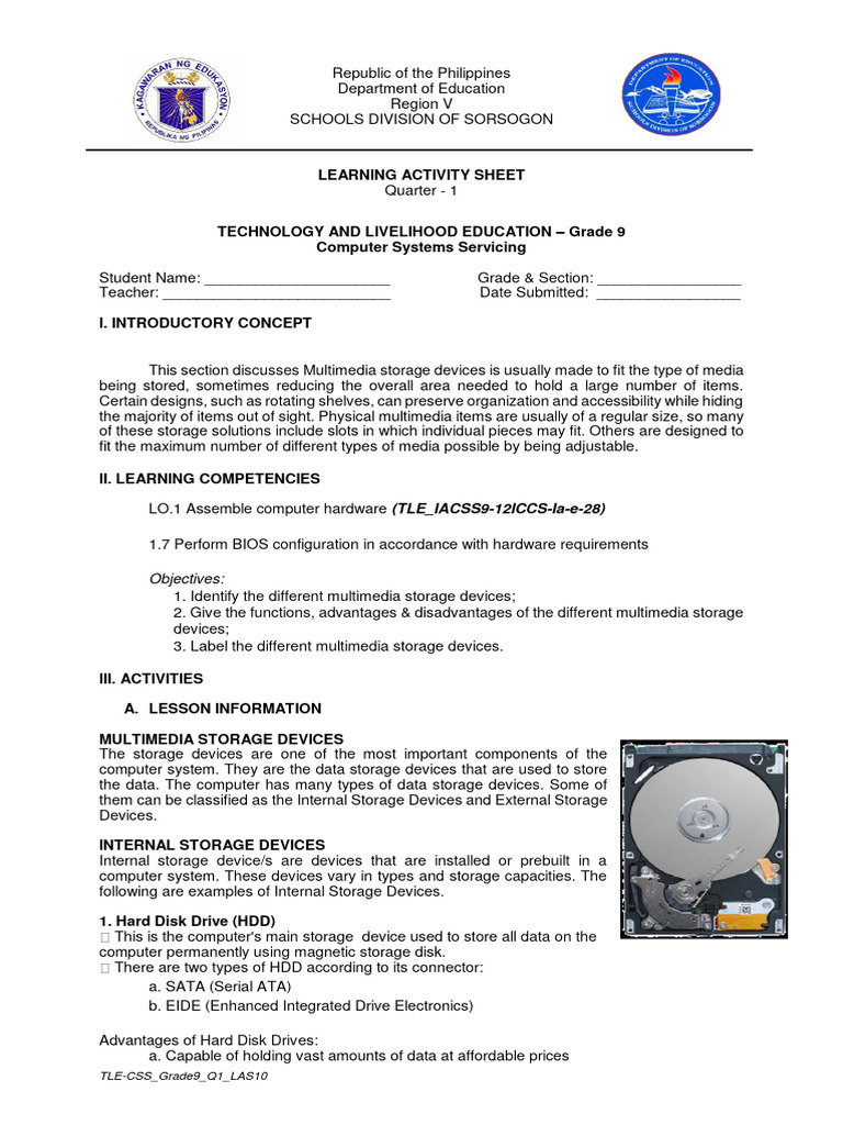 Tle-Css Grade9 q1 Las10 | PDF | Computer Data Storage | Solid State Drive Tle-Css Grade9 q1 Las10 | PDF | Computer Data Storage | Solid State Drive
