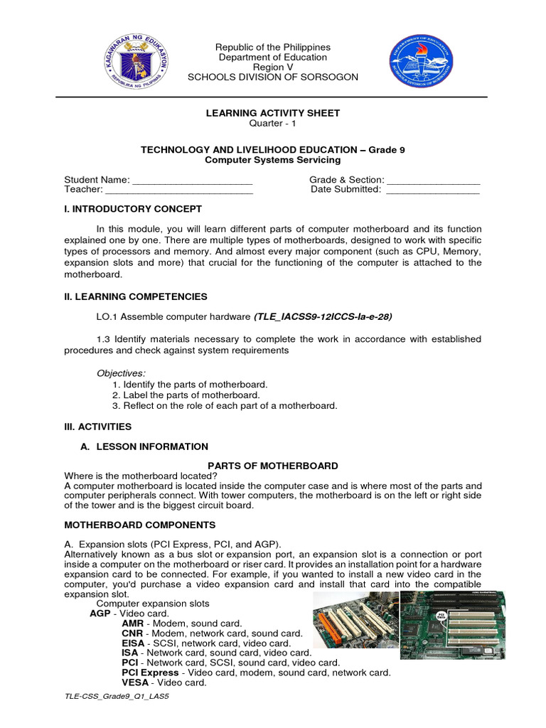 Tle-Css Grade9 q1 Las5 | PDF | Inductor | Integrated Circuit