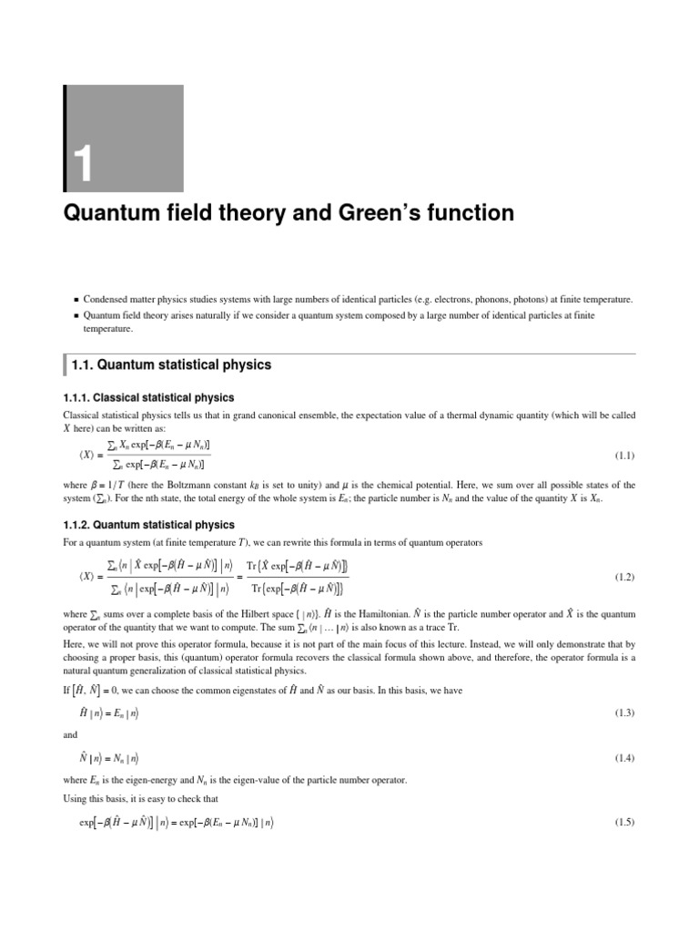 Chapter1 - Quantum Field Theory and Green's Function | PDF | Quantum Mechanics | Hamiltonian ...