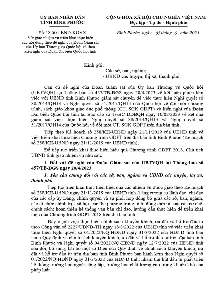 Cv 1826-Giao Nhiem Vu Th Kien Nghi Doan Gs | PDF