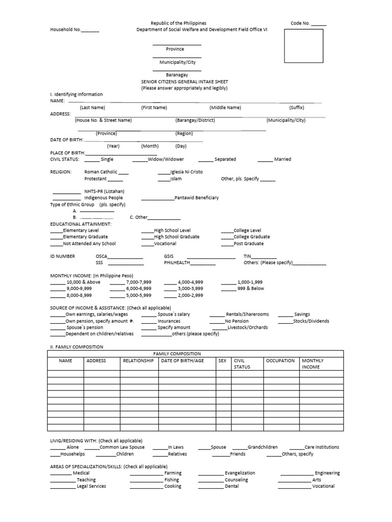 OSCA ID Application For Senior Citizen | PDF | Disability | Social Programs
