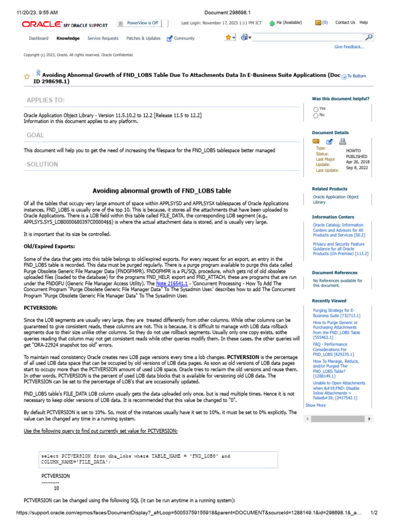 Document 298698.1 ABC | PDF | Databases | Sql