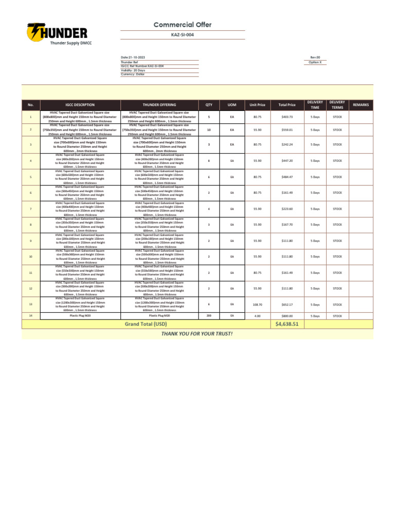 THUNDER | PDF | Duct (Flow) | Building Technology