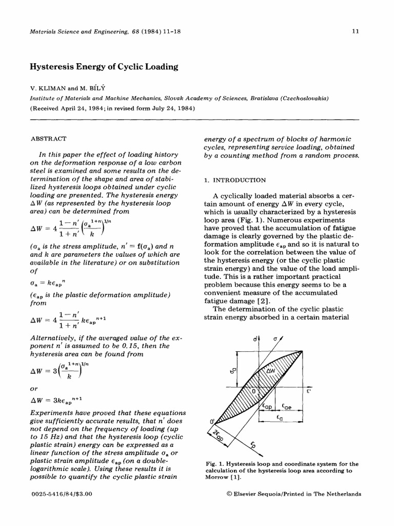 Hysteresis Energy of Cyclic Loading | PDF | Fatigue (Material ...