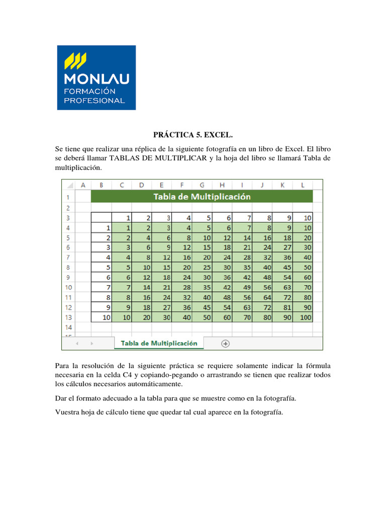 PRÁCTICA 5 Tablas de Multiplicar | PDF