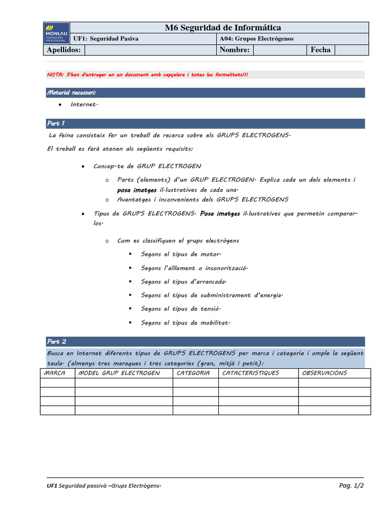 Act03-GRUP ELECTROGEN | PDF
