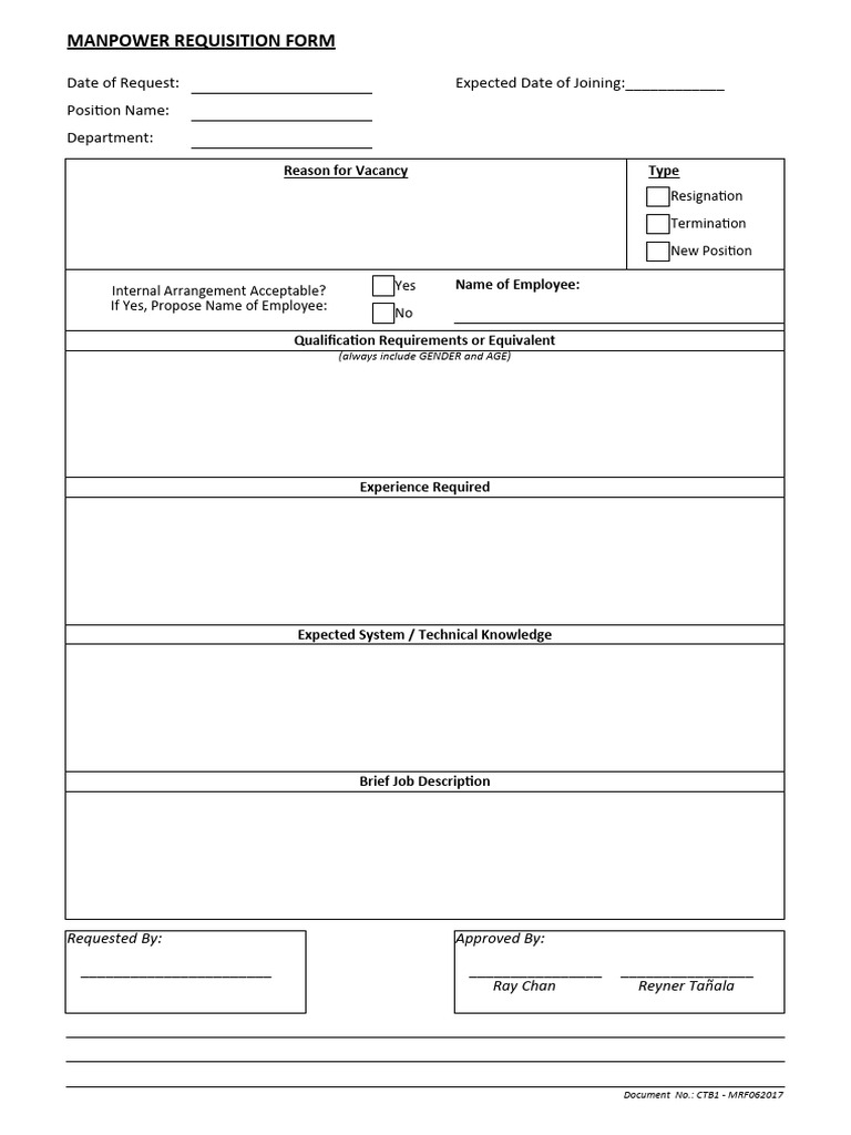 Manpower Requisition Form | PDF