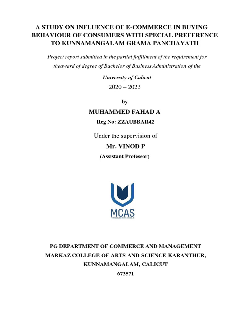 A Study On Influence of E-Commerce in Buying Behaviour of Consumers With Special Preference ...