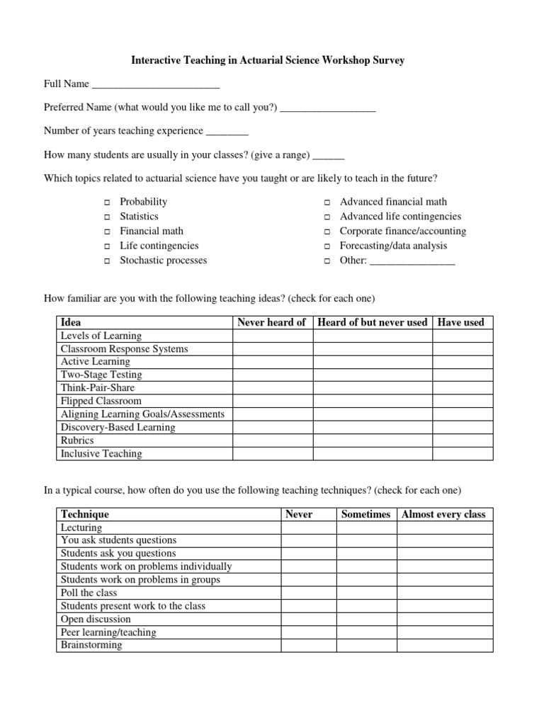 Workshop Interactive Teaching Handouts | PDF | Educational Assessment ...