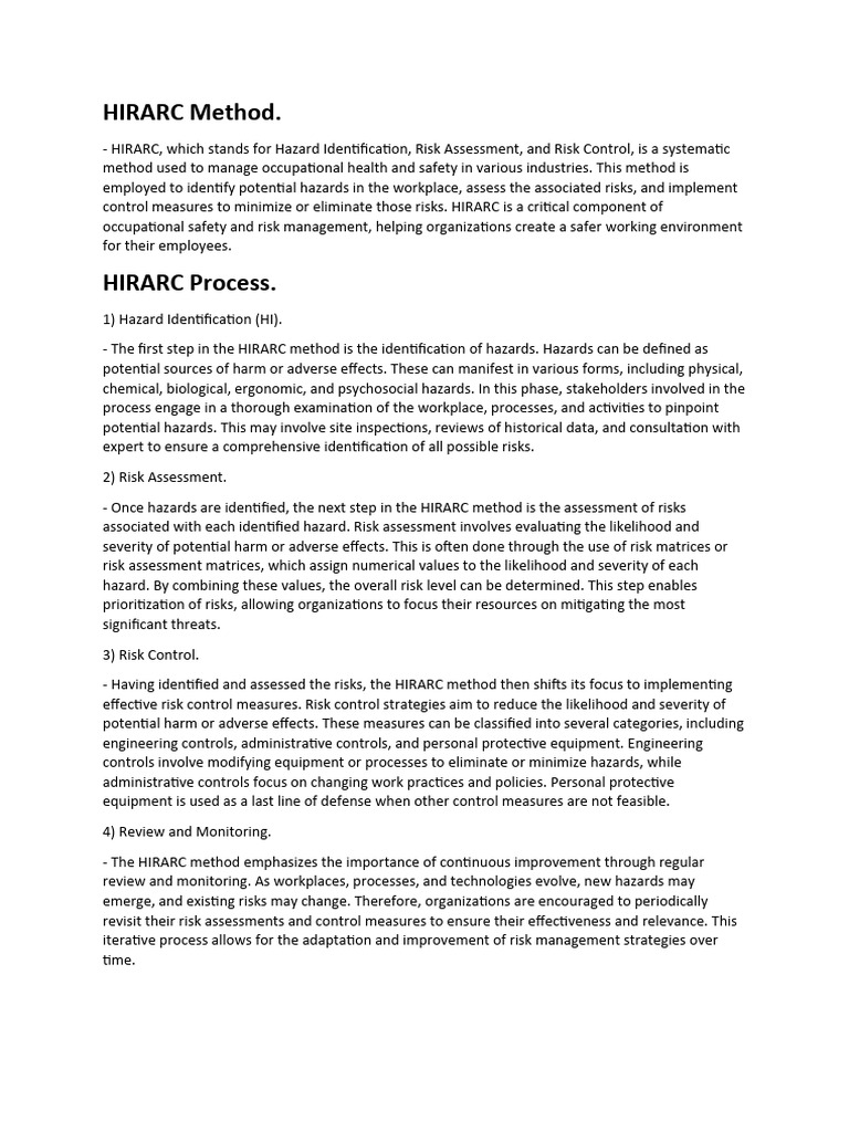 HIRARC Method | PDF | Risk | Occupational Safety And Health