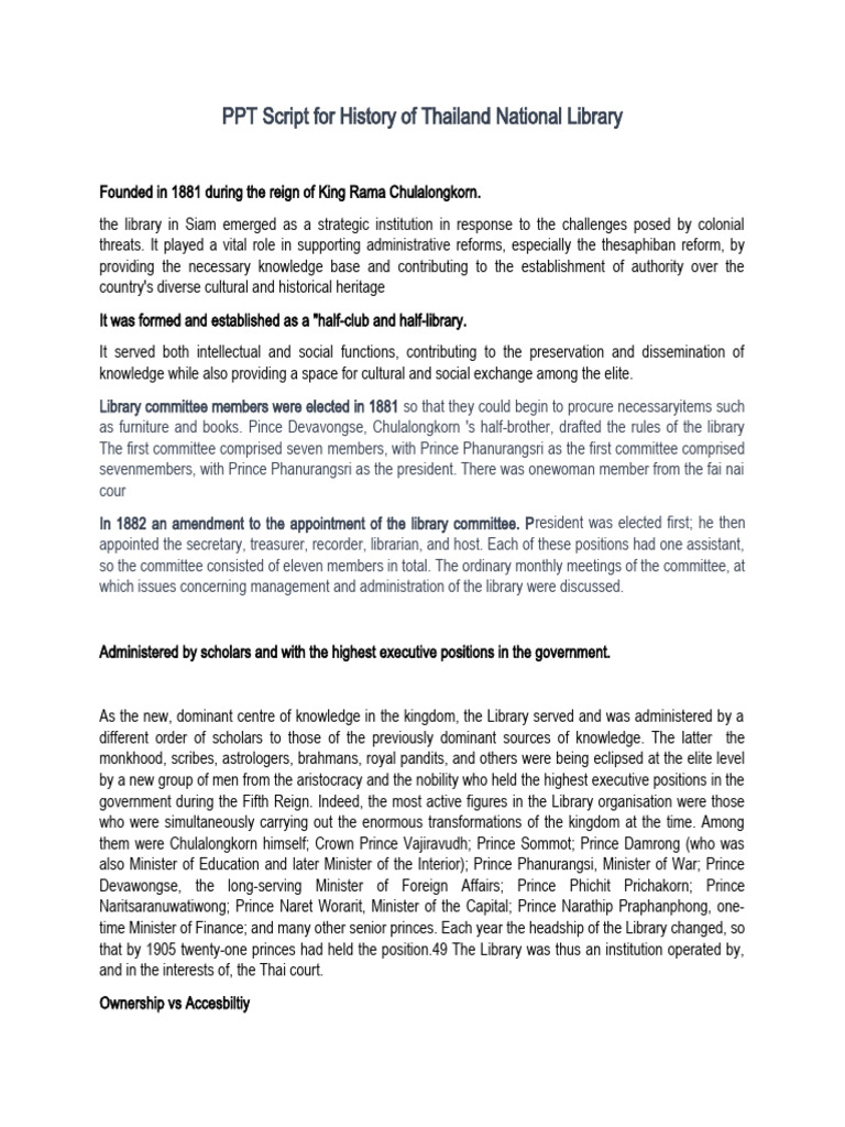Script For History of Thailand National Library | PDF | Thailand ...
