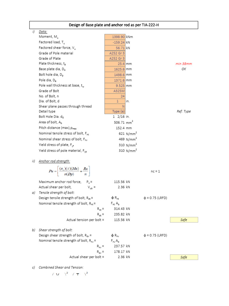 Monopole Base Plate - TIA | PDF | Screw | Continuum Mechanics