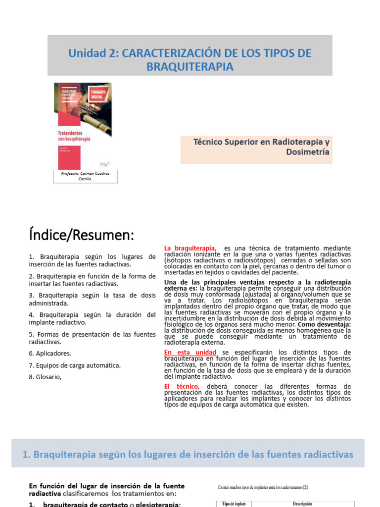 2023-24. U2. Caracterización Tipos de BT | PDF | Terapia de radiación | Rayo gamma