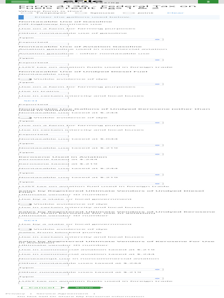 Form 4136 - Federal Tax On Fuels Credit Pgs 1 & 2: Enter The Gallons ...