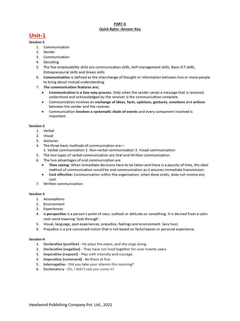 PART A - Quick Bytes - Answer Key | PDF | Computer Data Storage ...