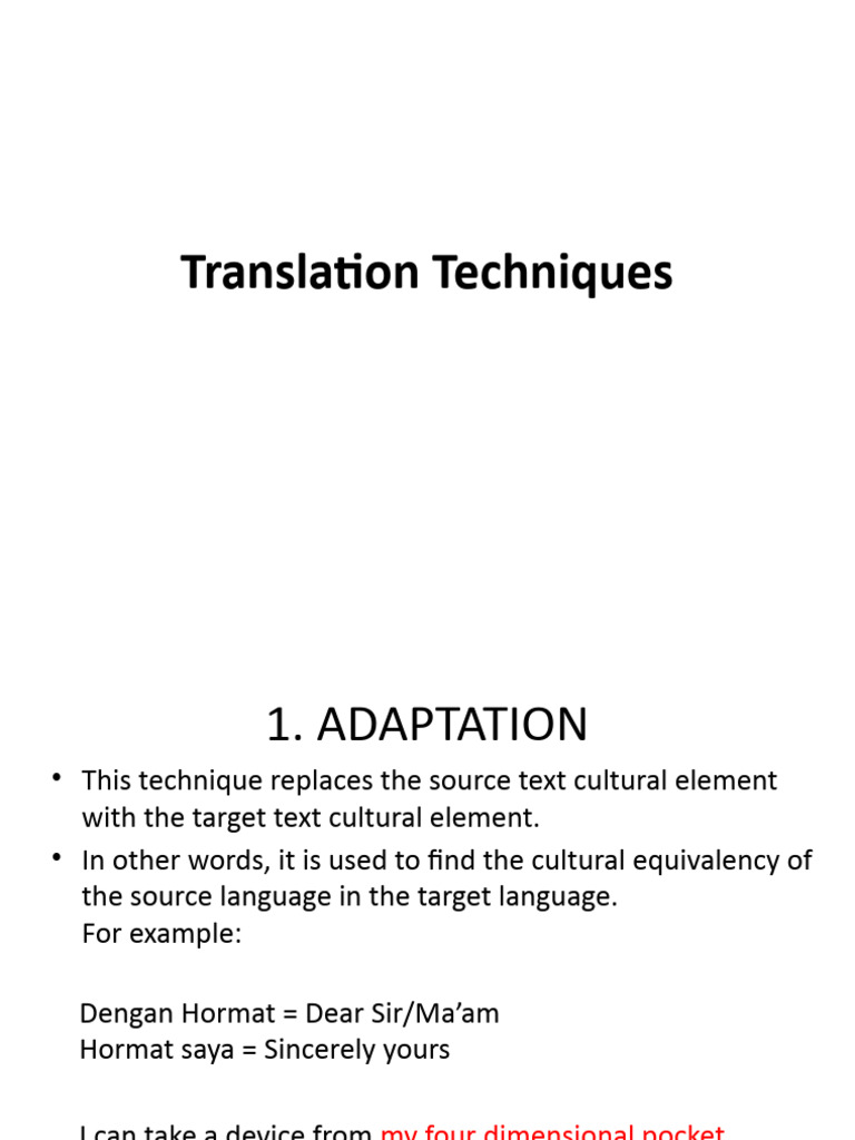 Translation Techniques | PDF | Translations | Indonesian Language