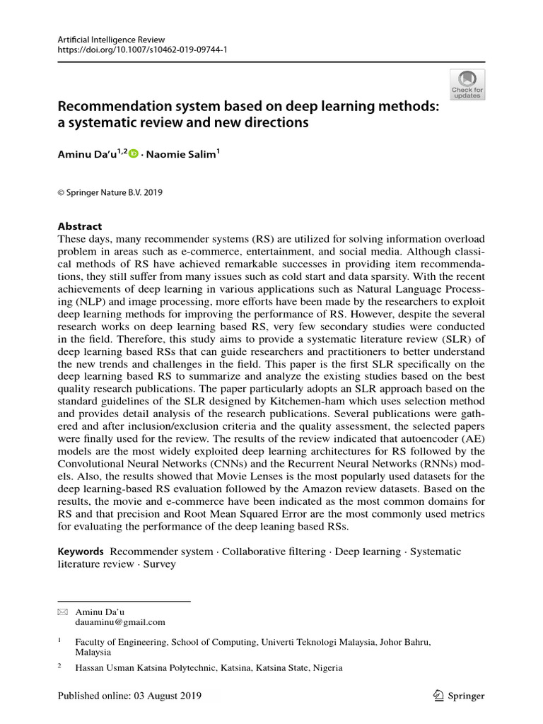 10.1007@s10462 019 09744 1 | PDF | Deep Learning | Artificial Neural Network