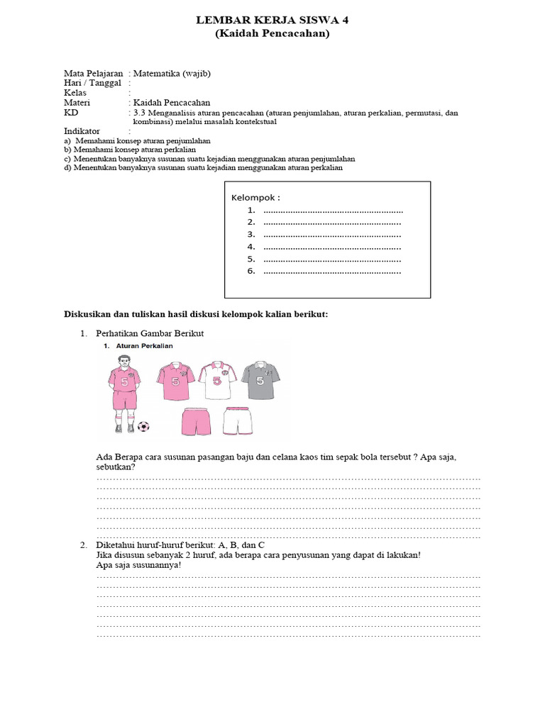 Kaidah Pencacahan dalam Matematika | PDF | Game & Aktivitas
