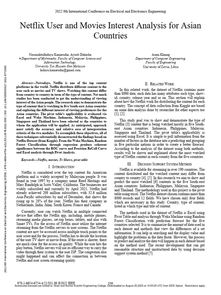 Netflix User and Movies Interest Analysis For Asian Countries | PDF ...