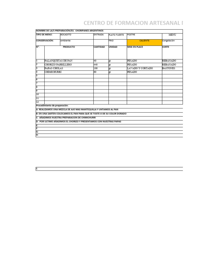 Receta de Choripanes Argentinos | PDF