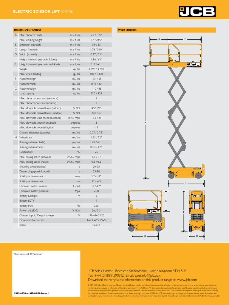JCB S1930E Specifications85 | PDF | Land Vehicles | Vehicle Technology