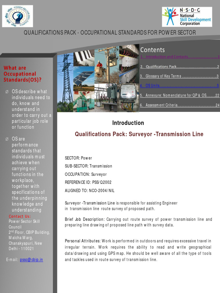 Qualifications Pack for Surveyor - Transmission Line | PDF | Surveying ...