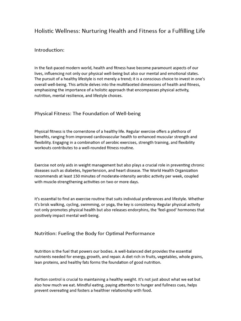 Holistic Wellness | PDF | Physical Fitness | Mental Health