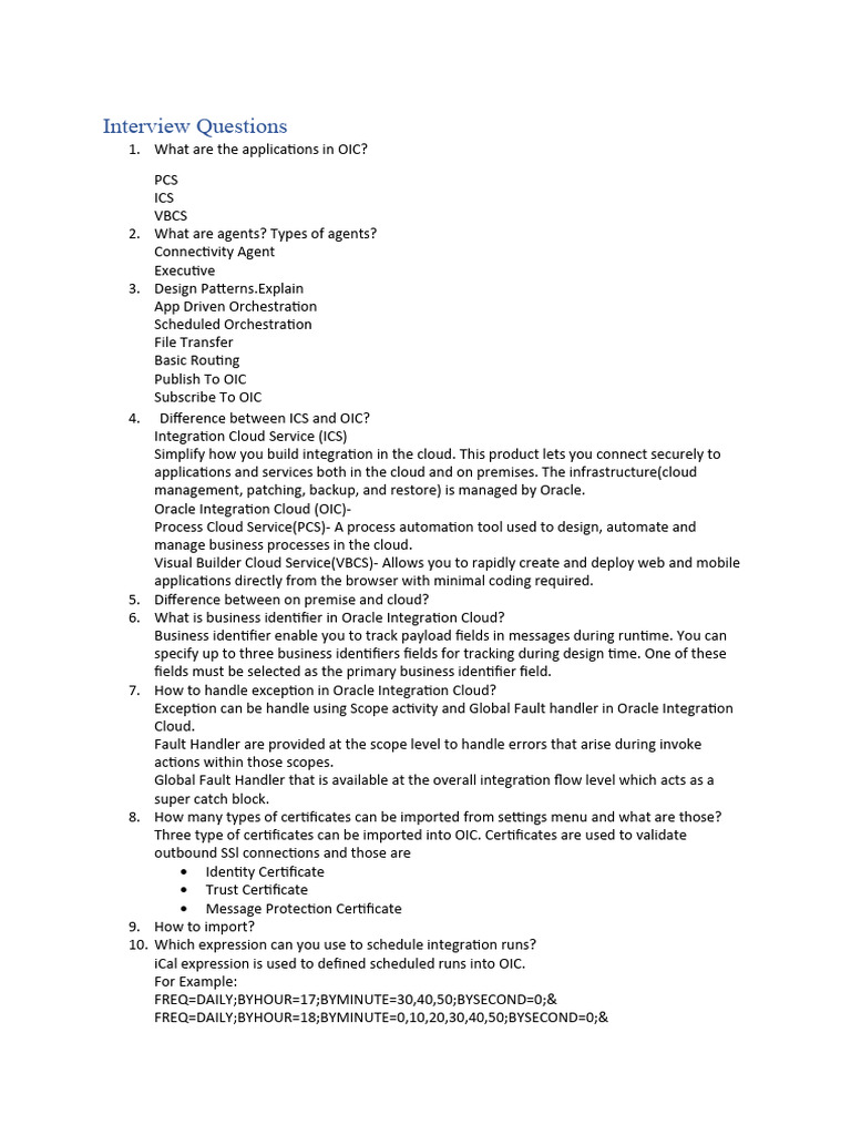 OIC interview | PDF | Cloud Computing | Application Software