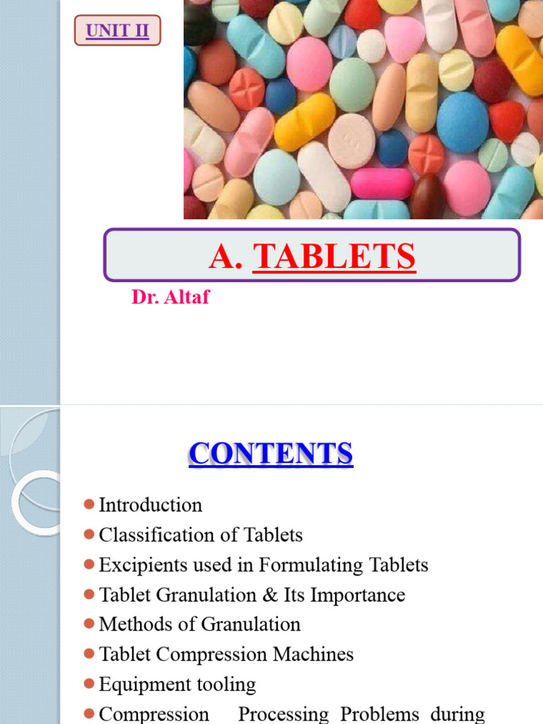 Unit 2 Tablet | PDF | Tablet (Pharmacy) | Chemical Substances