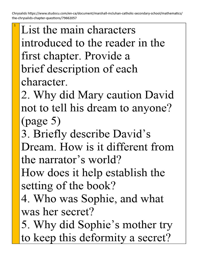 The Chrysalids Chapter QN | PDF | Narration