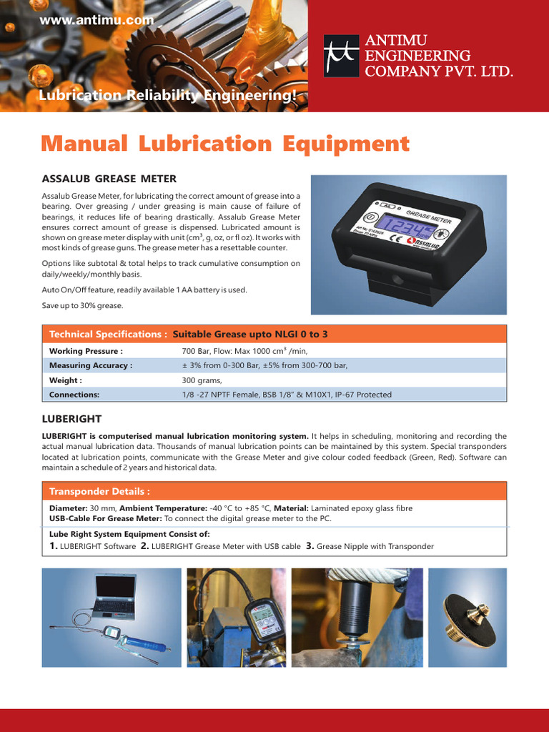 Lubrication Systems & Grease Meters Guide | PDF | Bearing (Mechanical ...