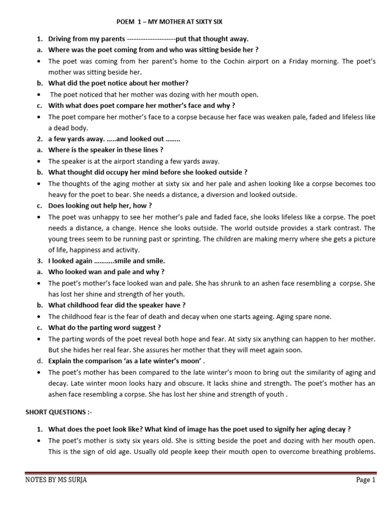 POEM 1 Mother at Sixty six | PDF