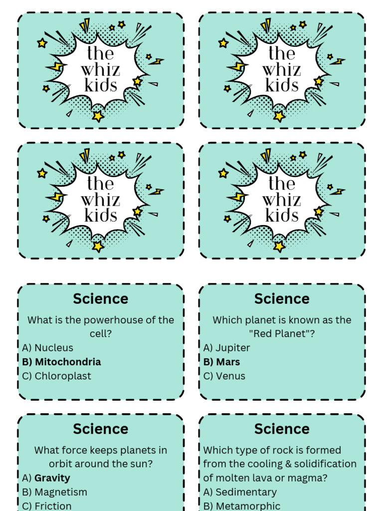 Out of My Mind Whiz Kids Cards | PDF | Rock (Geology)