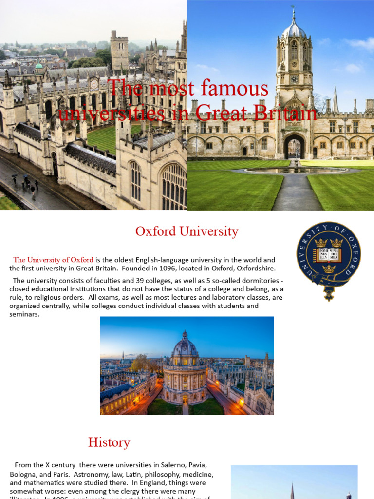 The Most Famous Universities in Great Britain | PDF | University Of ...