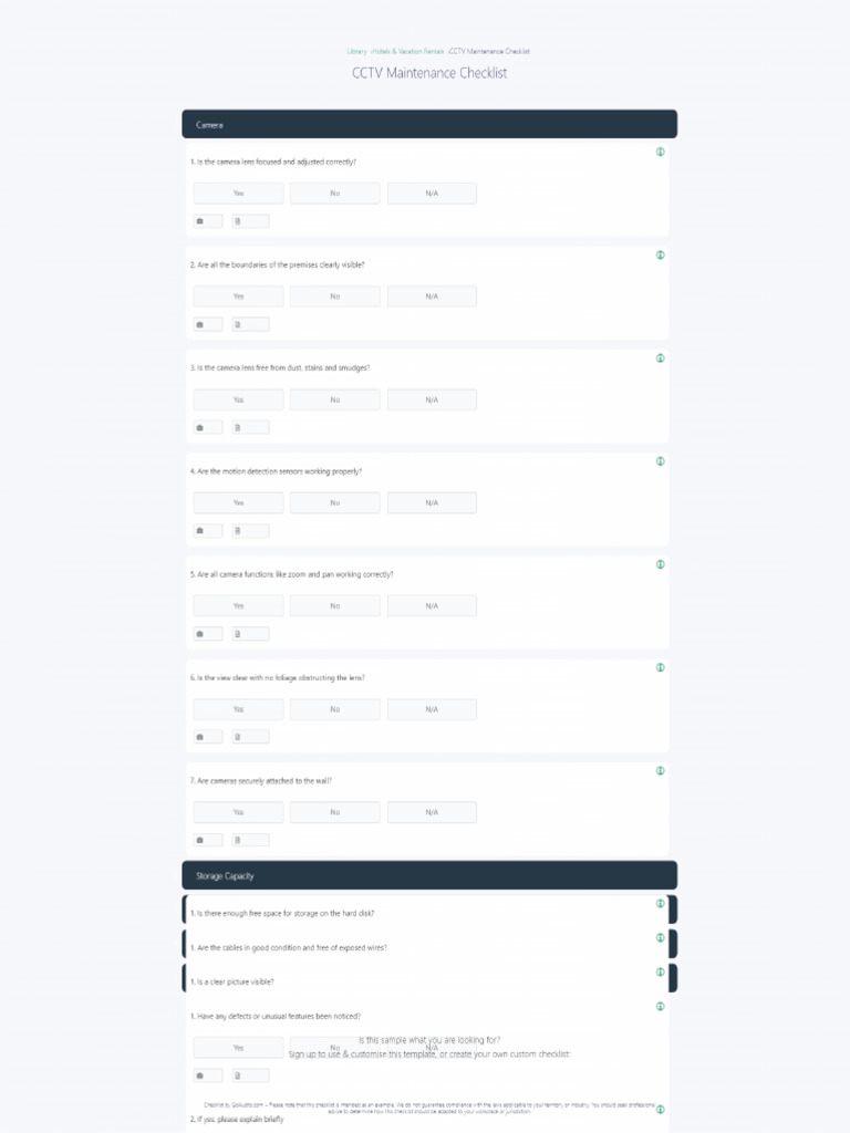 GoAudits - CCTV Maintenance Checklist (Sample) | PDF
