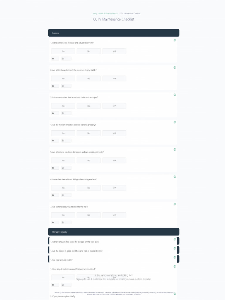 GoAudits - CCTV Maintenance Checklist (sample) (1) | PDF