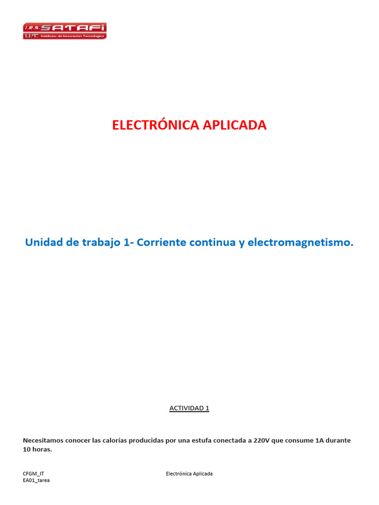 EA01 Tarea | PDF | Resistencia Eléctrica y Conductancia | voltaje