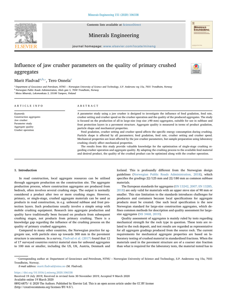 1 s2.0 S0892687520301588 Main | PDF | Construction Aggregate | Particle ...