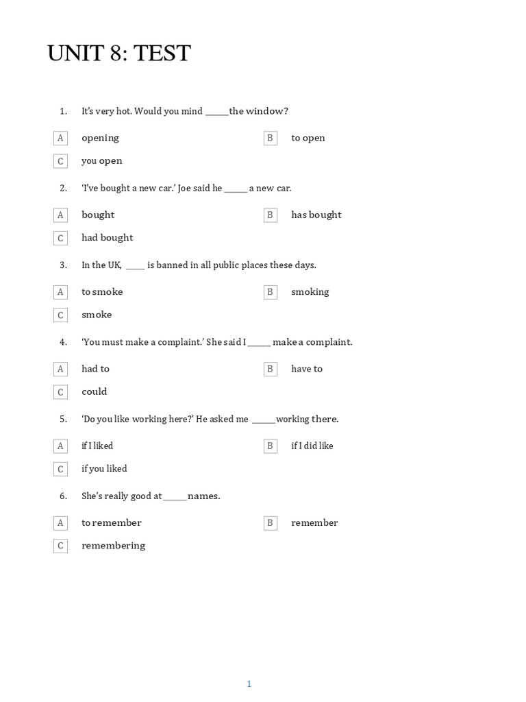 Unit 8 Test | PDF