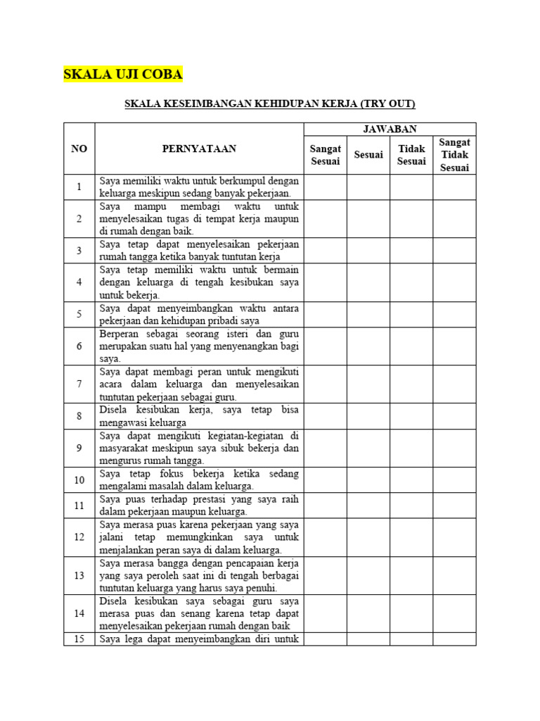 Lampiran Skala Lengkap | PDF