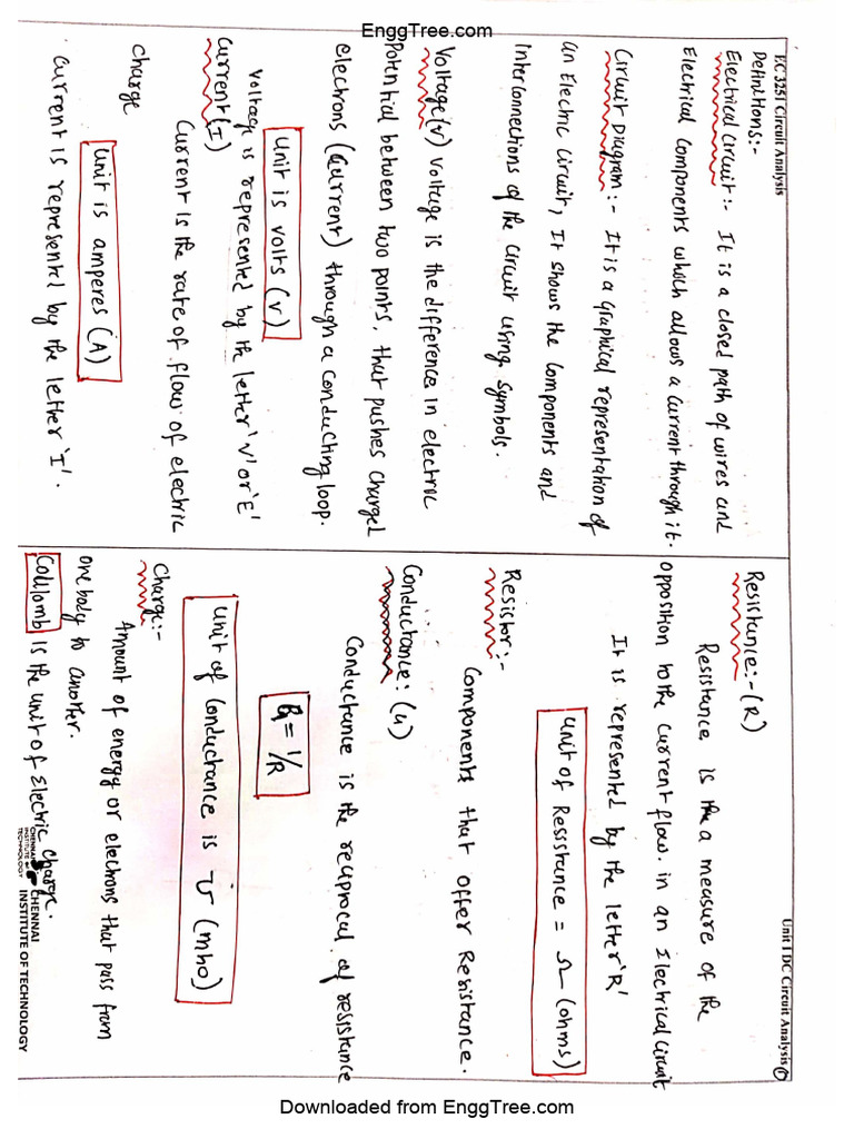 Ec3251 Circuit Analysis Lecture Notes 1 Pdf