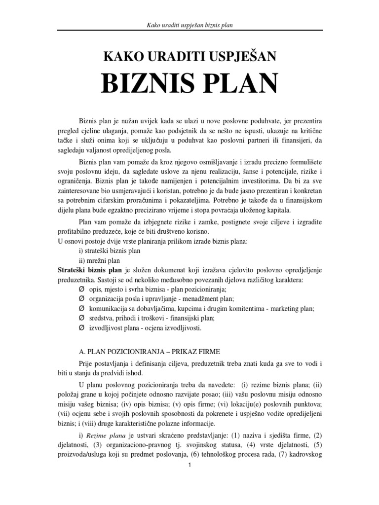 Kako Uraditi Biznis Plan | PDF
