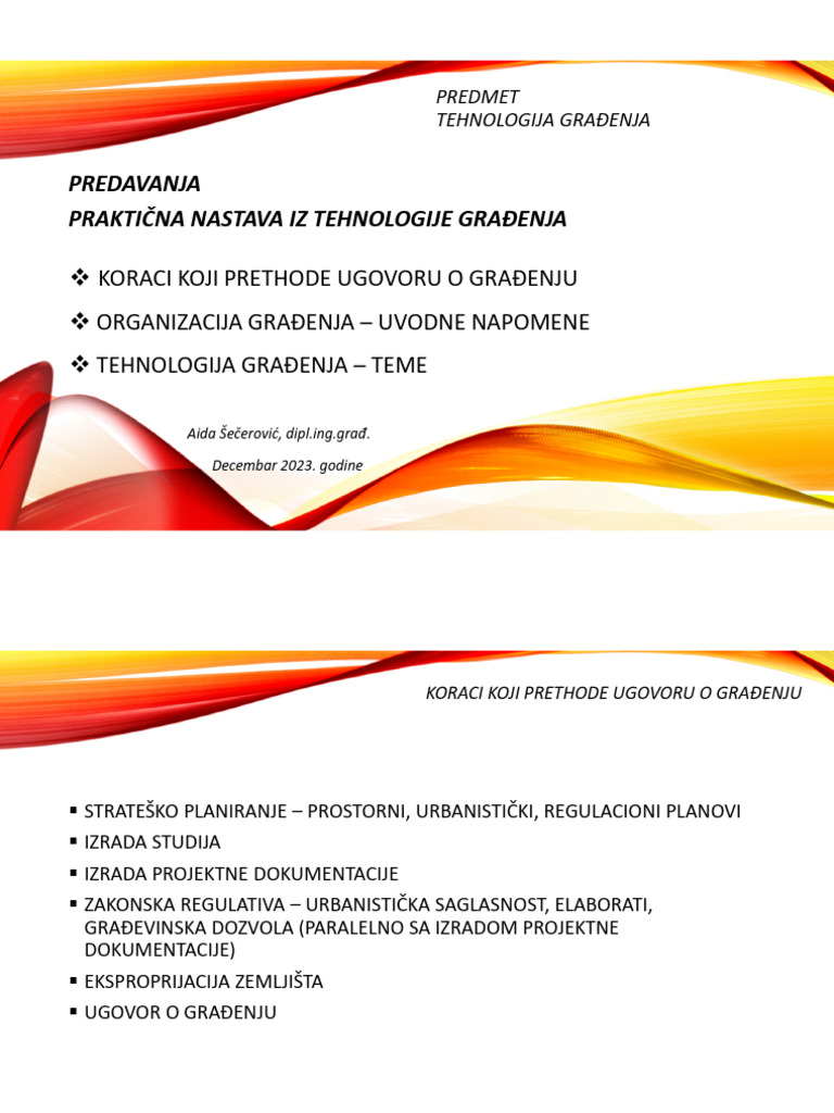 Tehnologija Građenja - Uvod | PDF