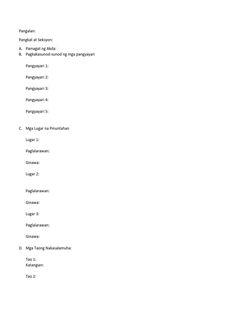 Worksheet Lakbay Sanaysay | PDF