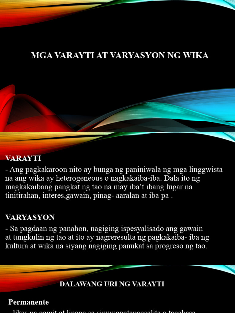 Mga Varayti at Varyasyon NG Wika | PDF