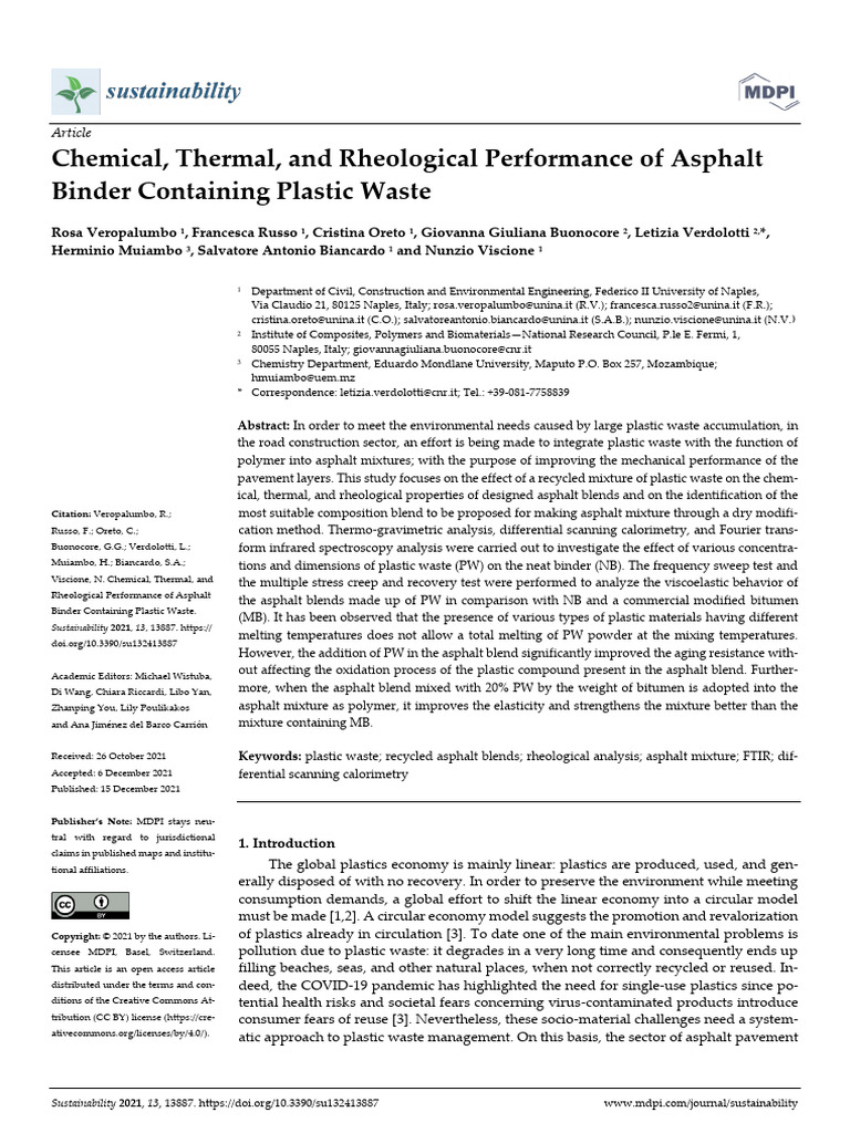 Chemical Thermal and Rheological Performance of As | PDF | Polyethylene ...