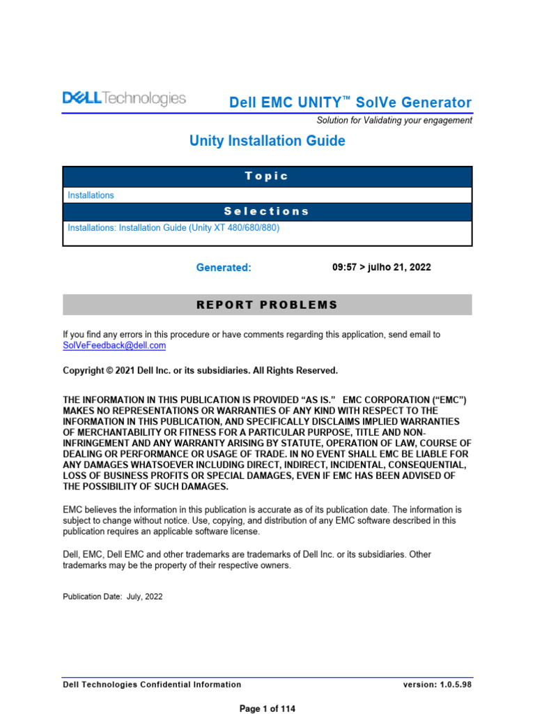 Dell Emc Unityinstallations Installations Installation Guide Unity Xt 480 680 880 1 Pdf 