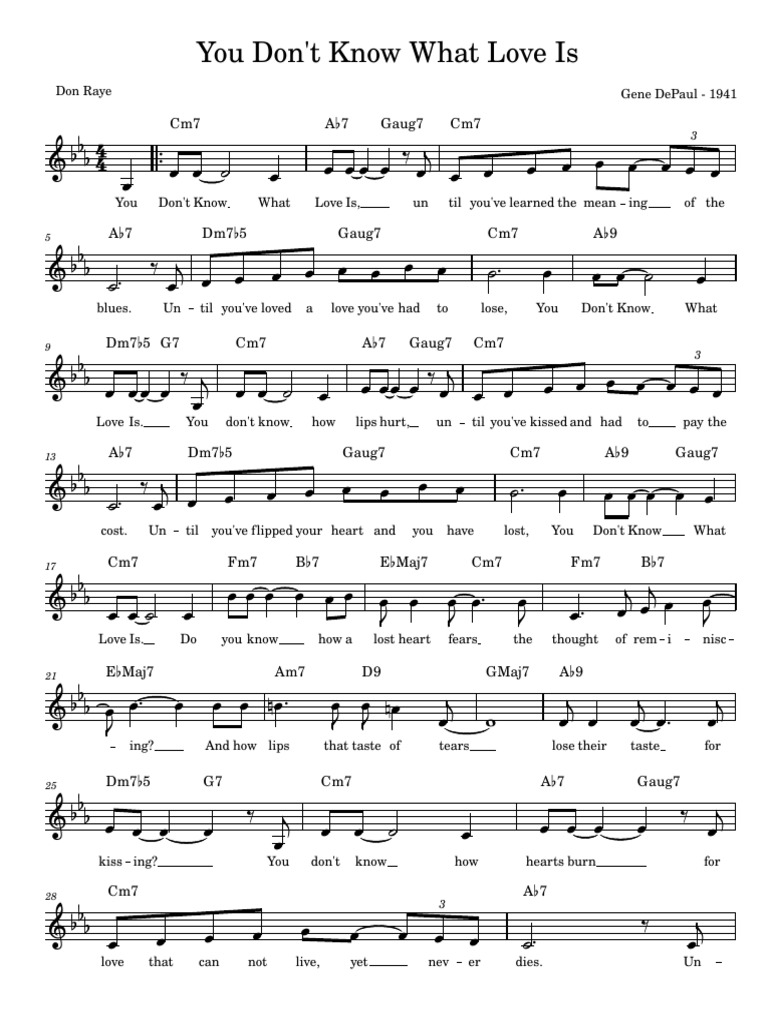 You Dont Know What Love Is Leadsheet | PDF | Sleep